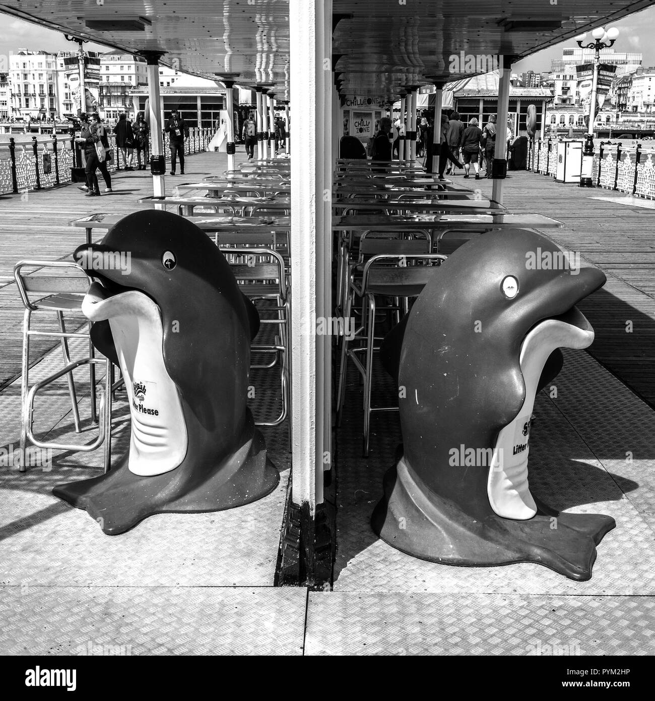 sheltered seating Palace pier ,Brighton Sussex Britain, liesure pier ...