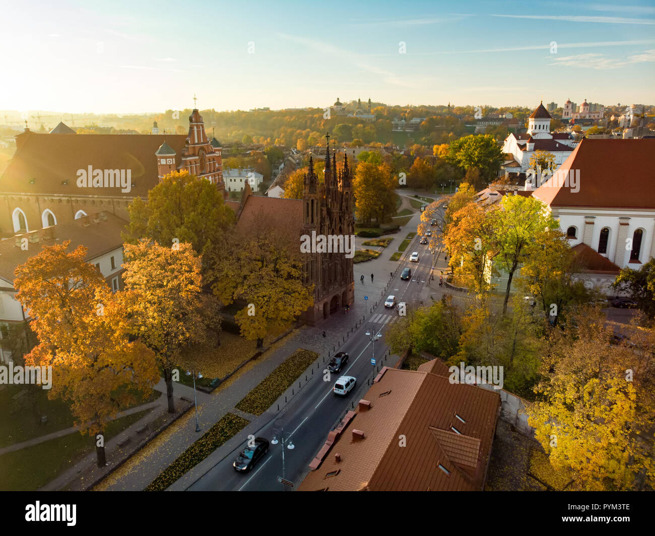 Aerial view of St. Anne's Church and neighbouring Bernardine Church ...