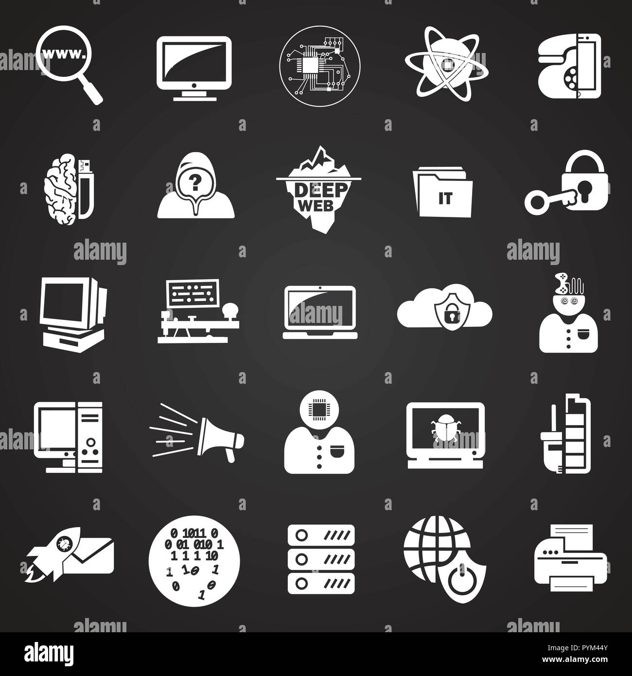 Computer and internet technologies set on black background Stock Vector ...