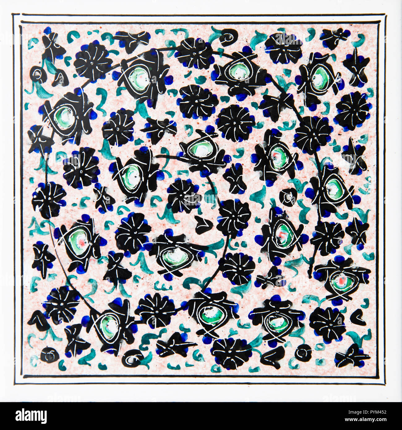 View at colorful traditional Iranian decorative ceramic tiles Stock ...