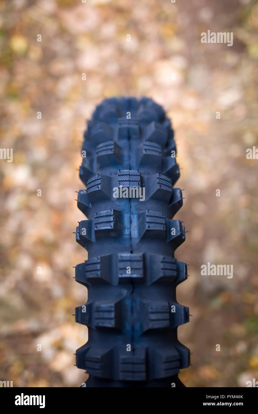 Closeup perspective view at all terrain bike tire Stock Photo - Alamy