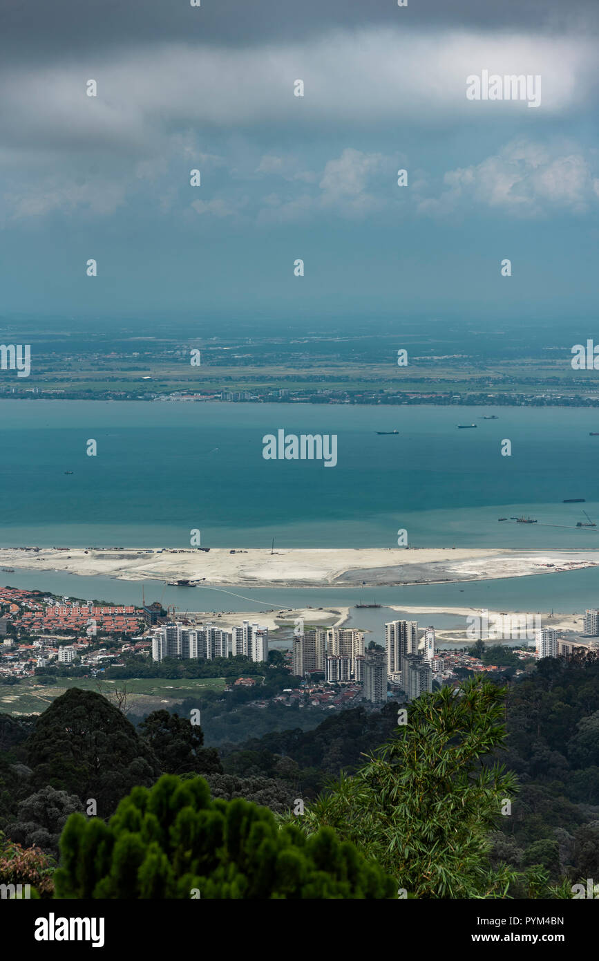 Aerial panorama of Georges town, the biggest city of the Penang island ...