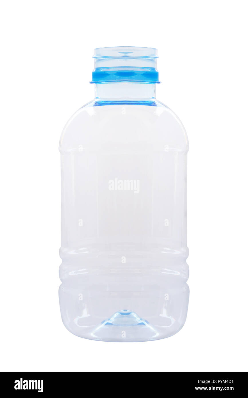Isolate empty plastic water bottle without cap on white background ...