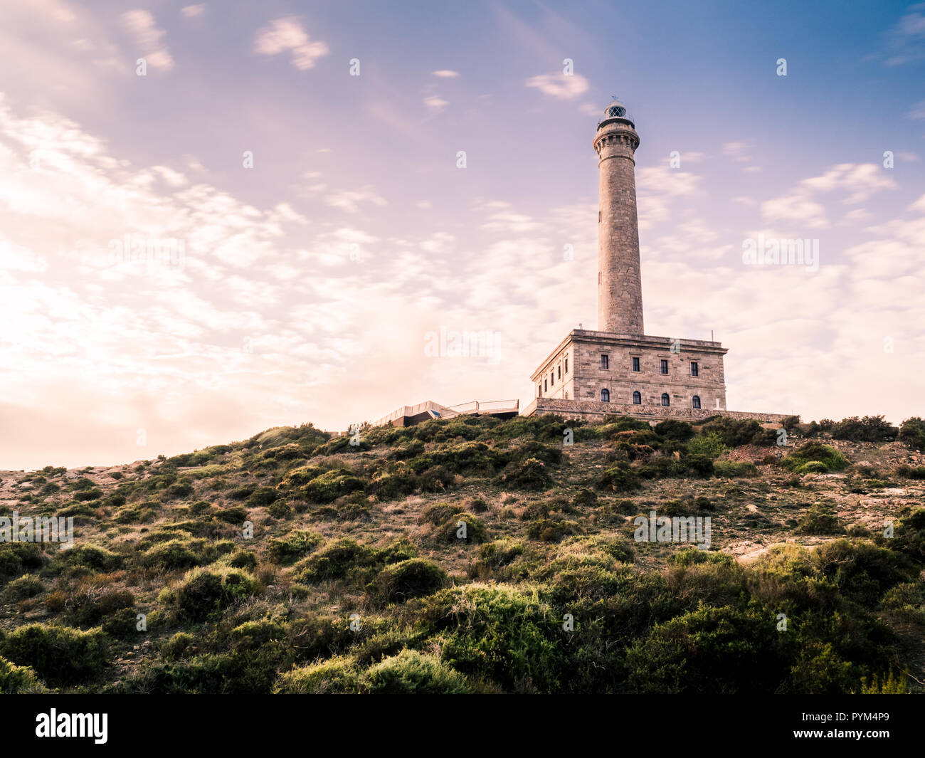 Lighthouse in Cabo de Palos, Cartagena, Spain Stock Photo - Alamy