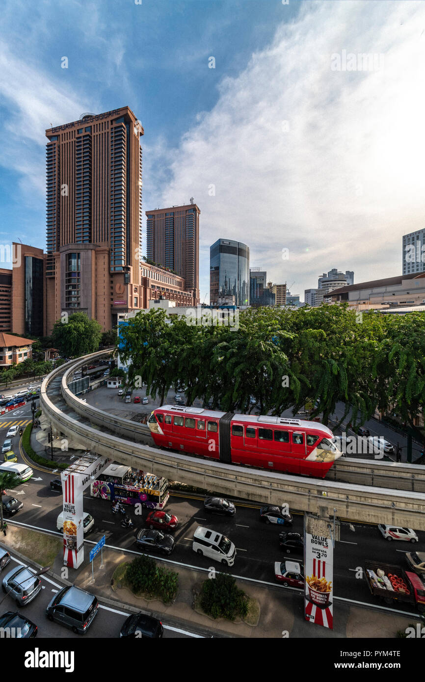 KUALA LUMPUR, 15 August 2018 - The monorail train runs, operates at the ...