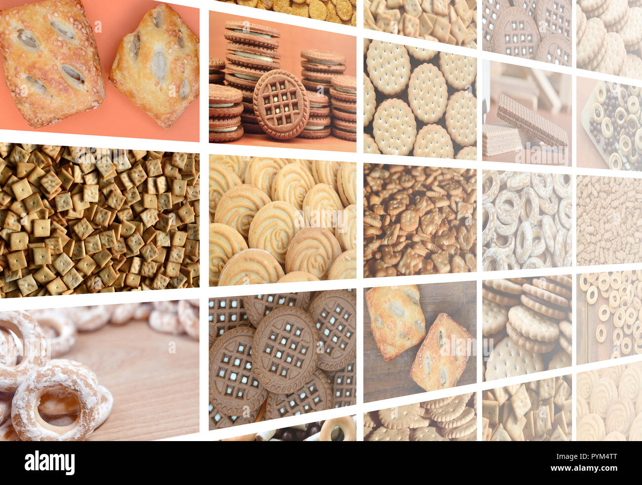 A collage of many pictures with various sweets close-up. A set of ...