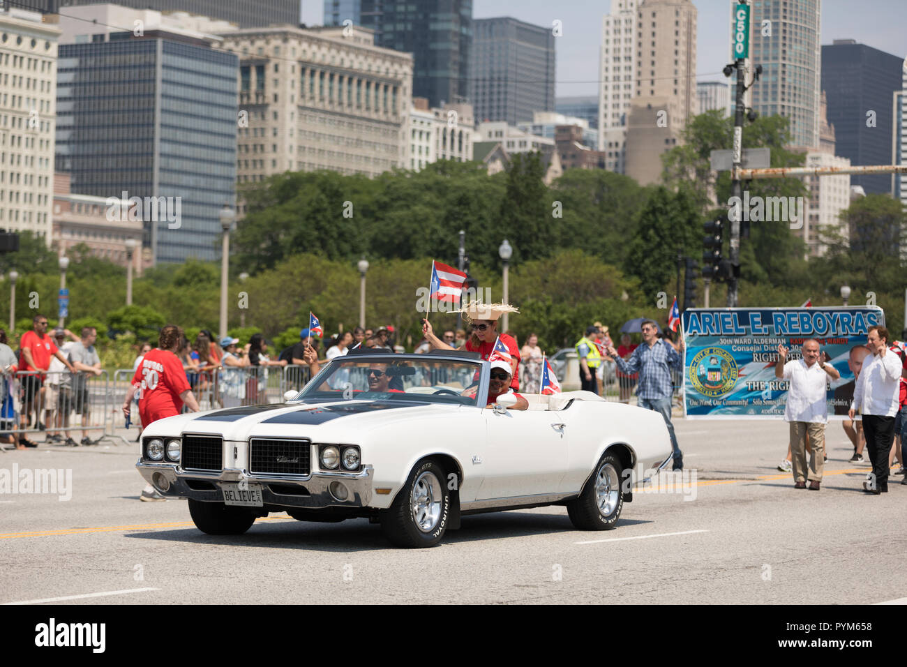 Chicago, Illinois, USA - June 16, 2018: The Puerto Rican Day Parade ...