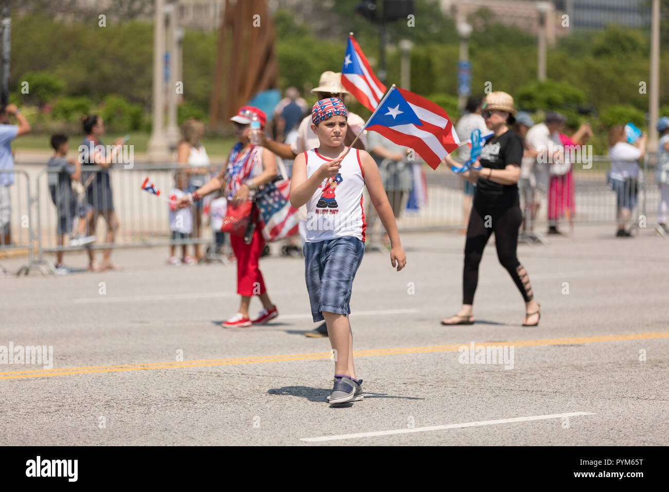 Chicago, Illinois, USA - June 16, 2018: The Puerto Rican Day Parade ...