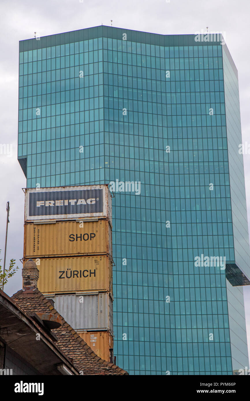 The Freitag flagship store and Prime Tower, Zurich's tallest building ...