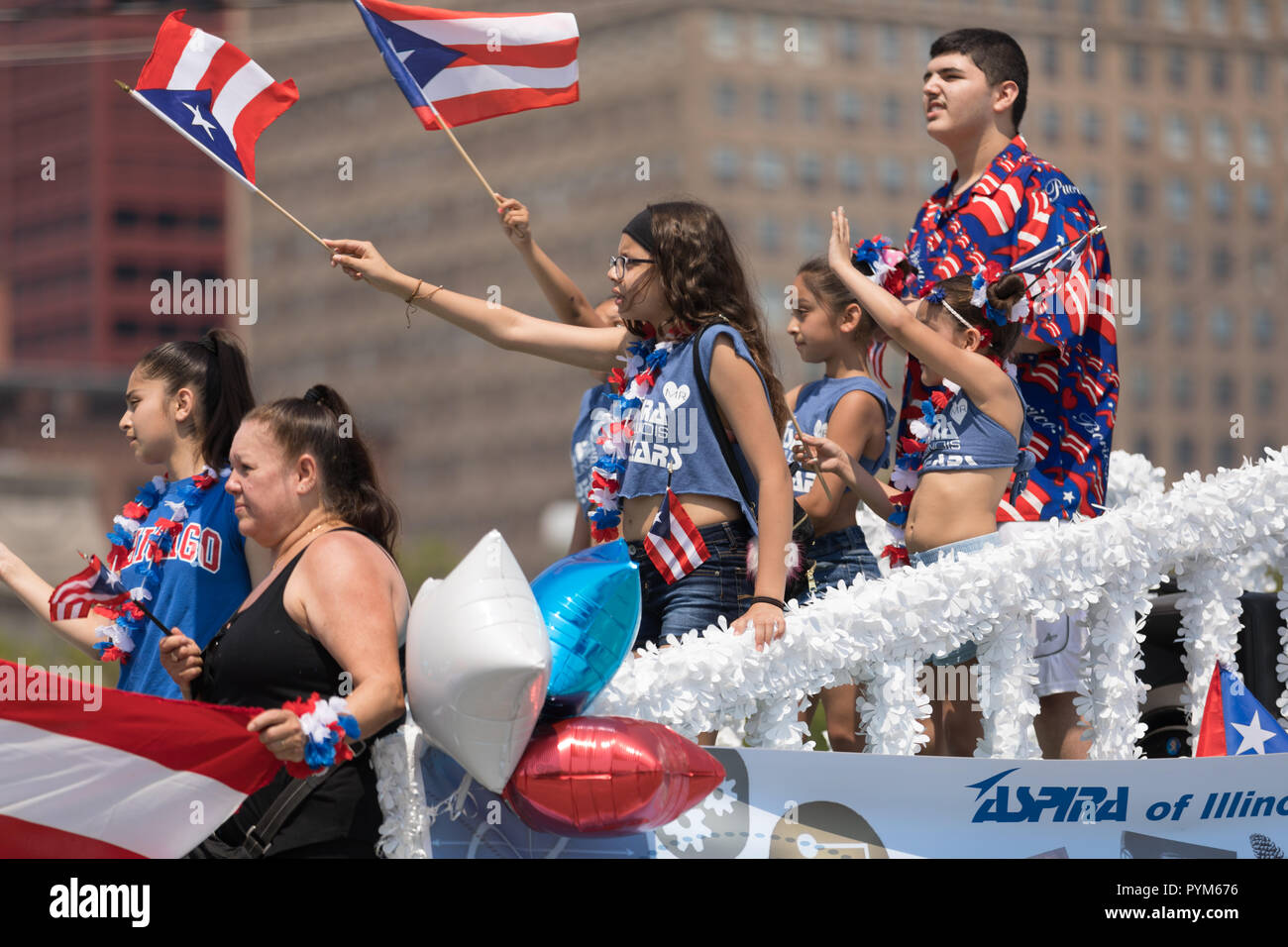 Chicago, Illinois, USA - June 16, 2018: The Puerto Rican Day Parade ...