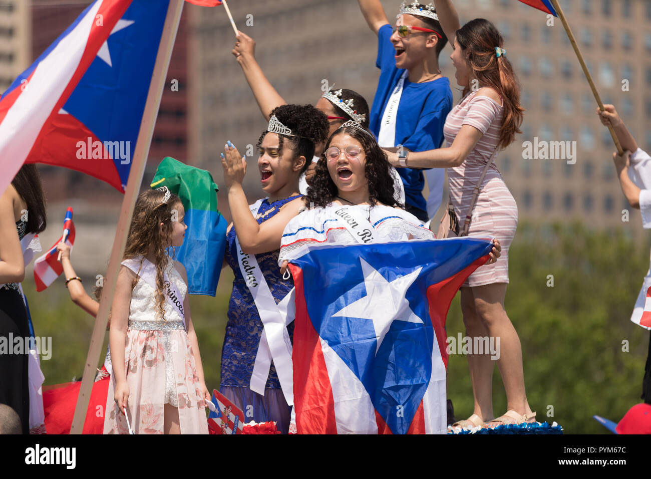 Chicago, Illinois, USA - June 16, 2018: The Puerto Rican Day Parade ...