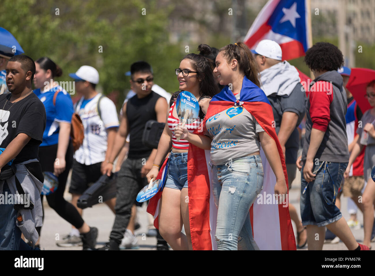 Chicago, Illinois, USA - June 16, 2018: The Puerto Rican Day Parade ...