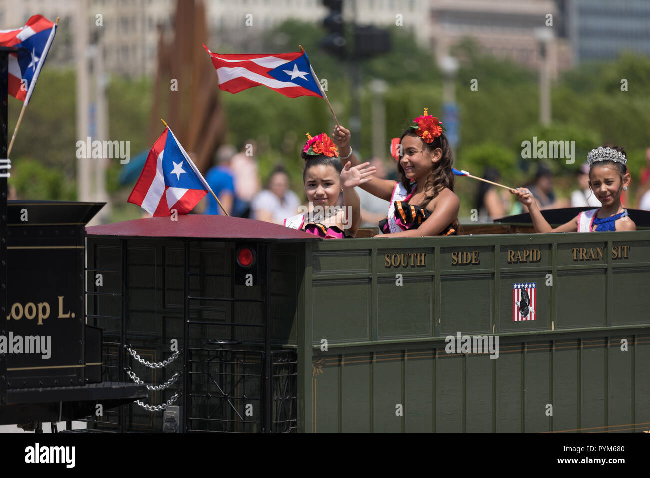 Chicago, Illinois, USA - June 16, 2018: The Puerto Rican Day Parade ...