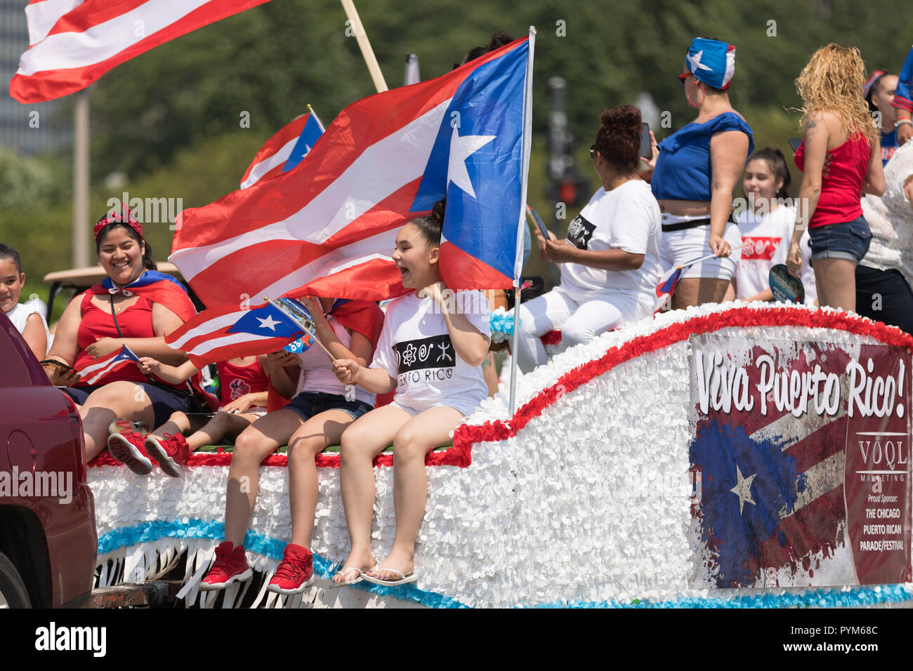 Chicago, Illinois, USA - June 16, 2018: The Puerto Rican Day Parade ...