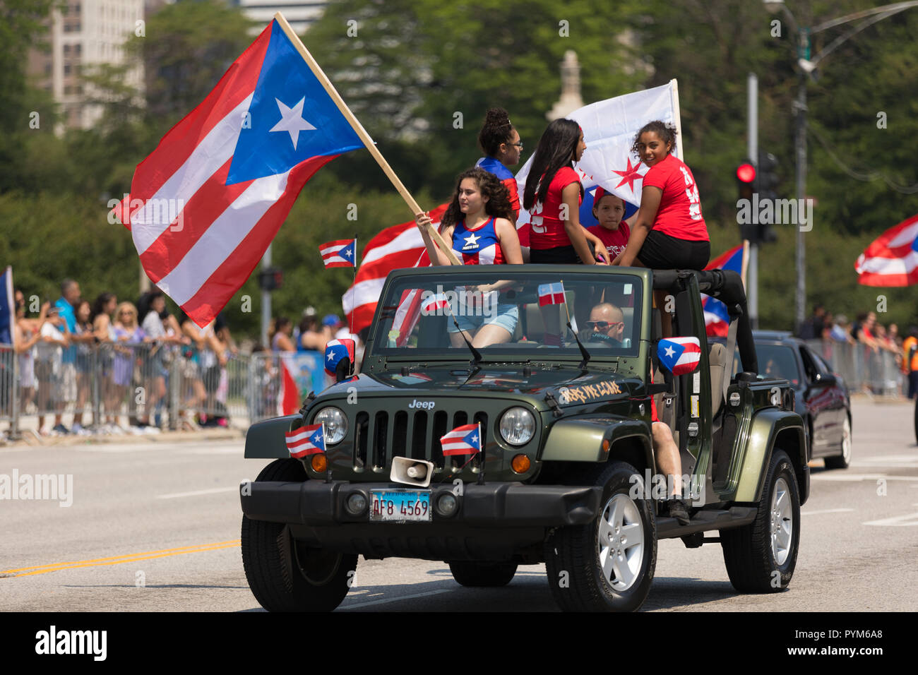 Chicago, Illinois, USA - June 16, 2018: The Puerto Rican Day Parade ...