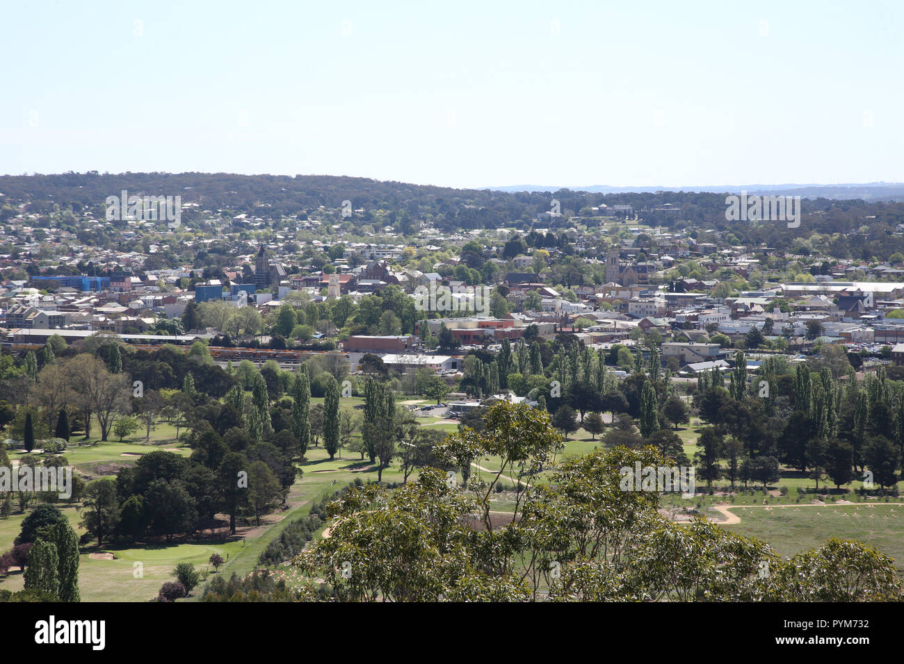 View over Goulburn from Rocky Hill, Goulburn, NSW, Australia Stock ...