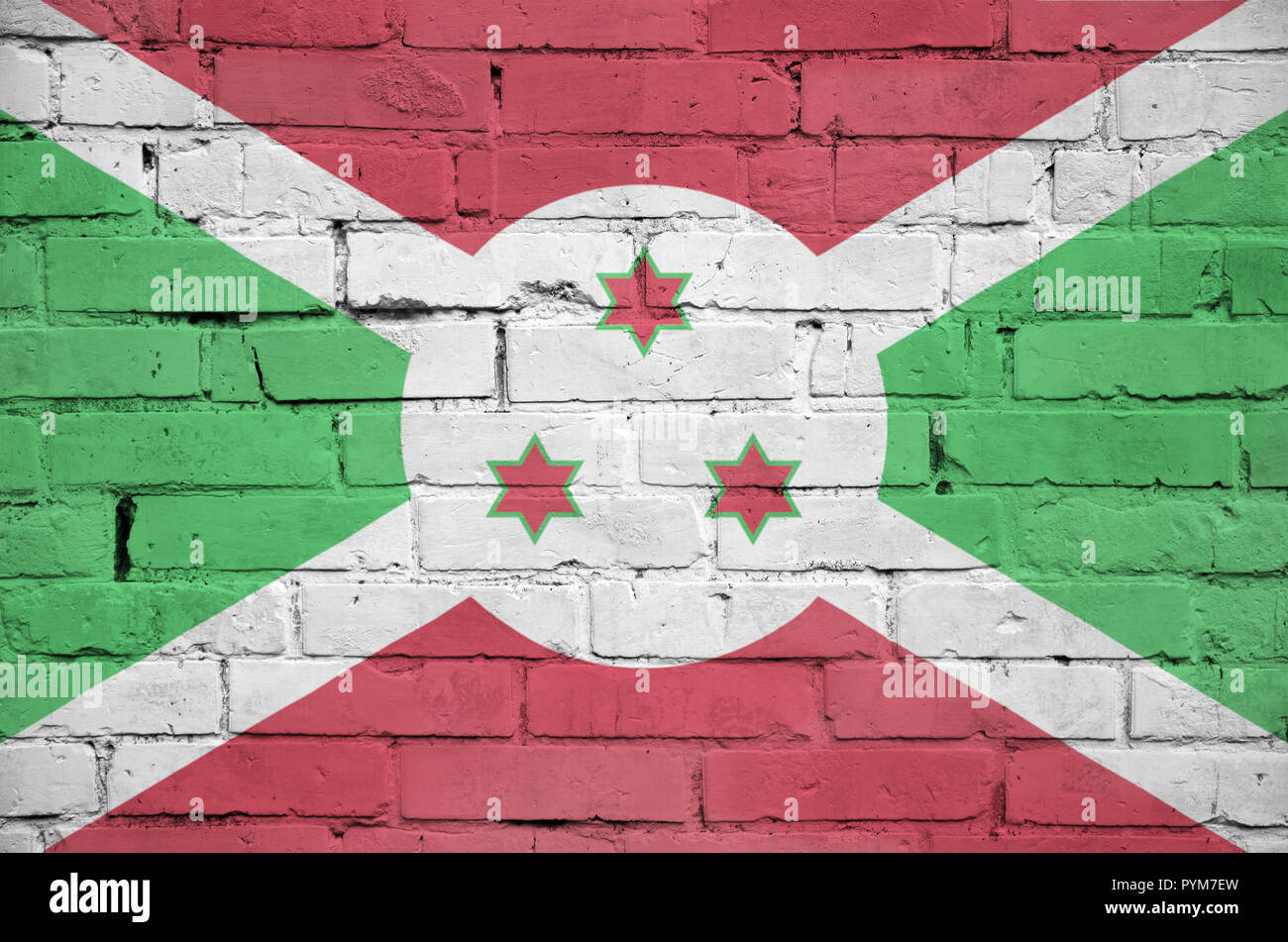 Burundi flag is painted onto an old brick wall Stock Photo - Alamy