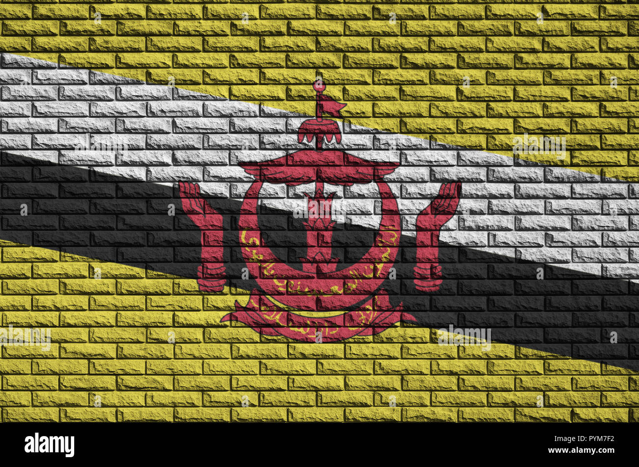 Brunei Darussalam flag is painted onto an old brick wall Stock Photo ...