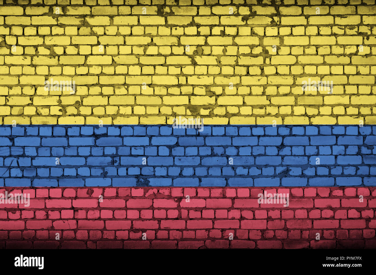 Colombia flag is painted onto an old brick wall Stock Photo - Alamy