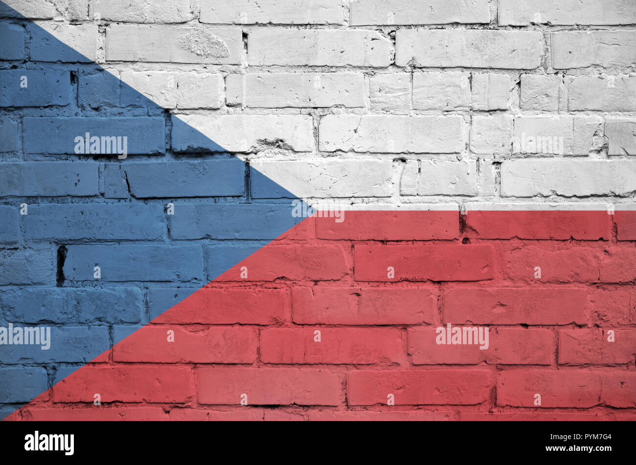 Czech flag is painted onto an old brick wall Stock Photo - Alamy