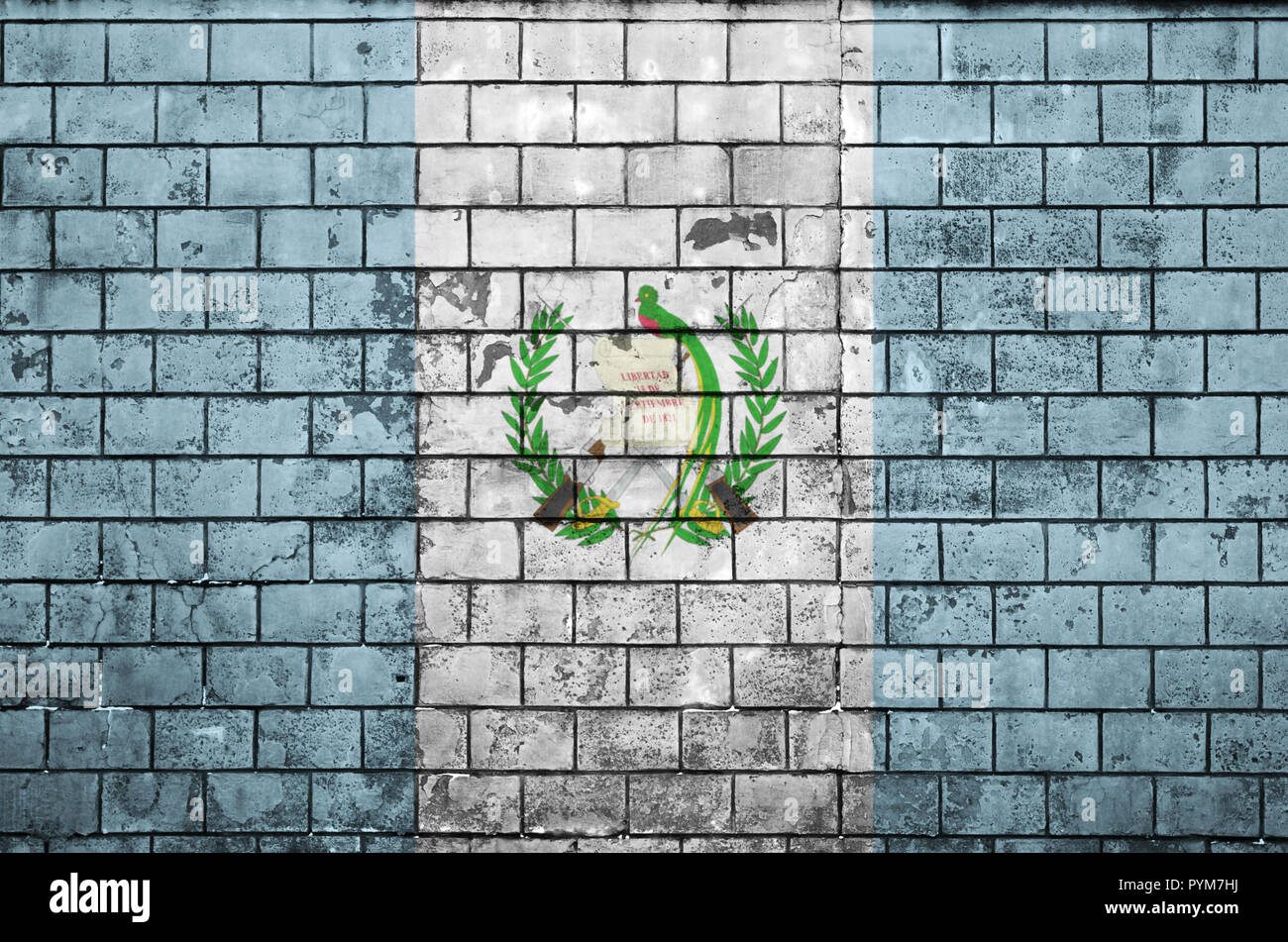 Guatemala flag is painted onto an old brick wall Stock Photo - Alamy