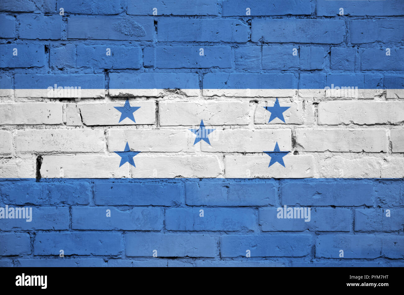 Honduras flag is painted onto an old brick wall Stock Photo - Alamy
