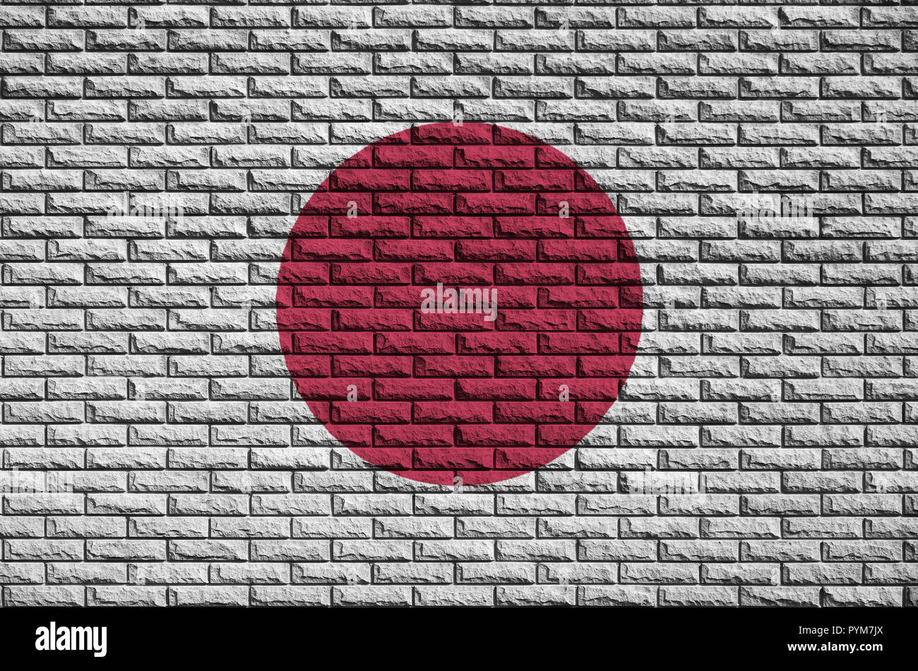 Japan flag is painted onto an old brick wall Stock Photo - Alamy