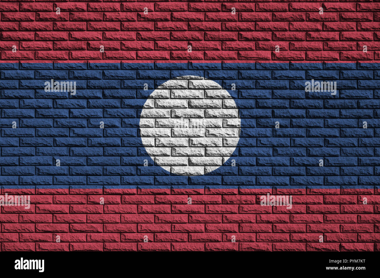 Laos flag is painted onto an old brick wall Stock Photo - Alamy