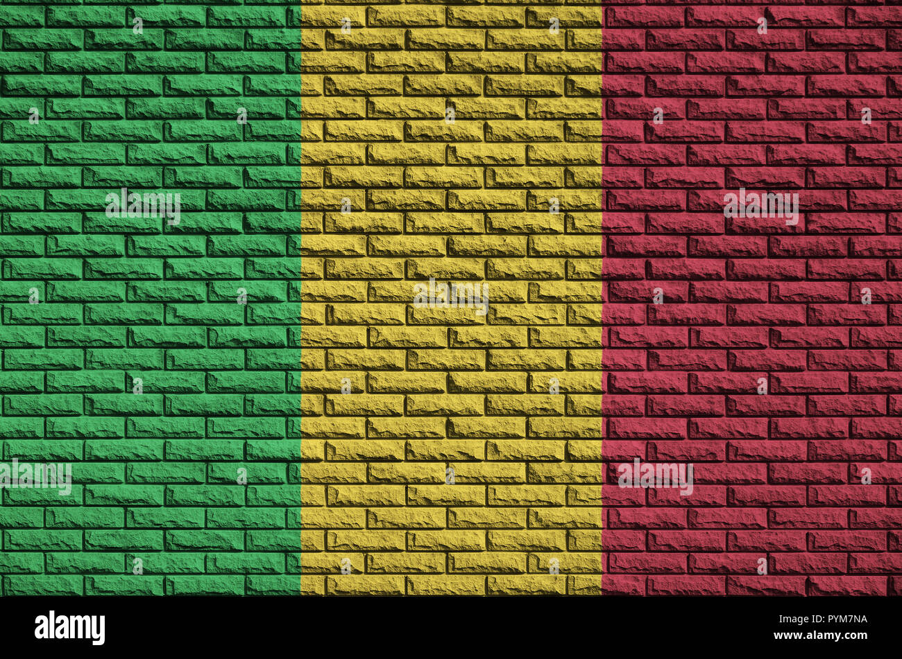 Mali flag is painted onto an old brick wall Stock Photo - Alamy