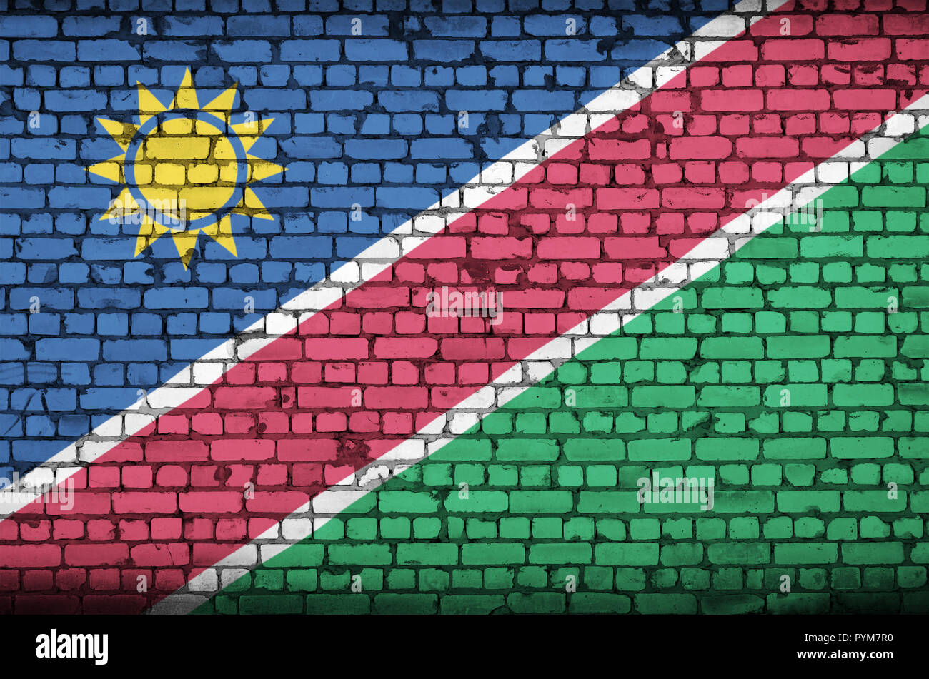 Namibia flag is painted onto an old brick wall Stock Photo - Alamy