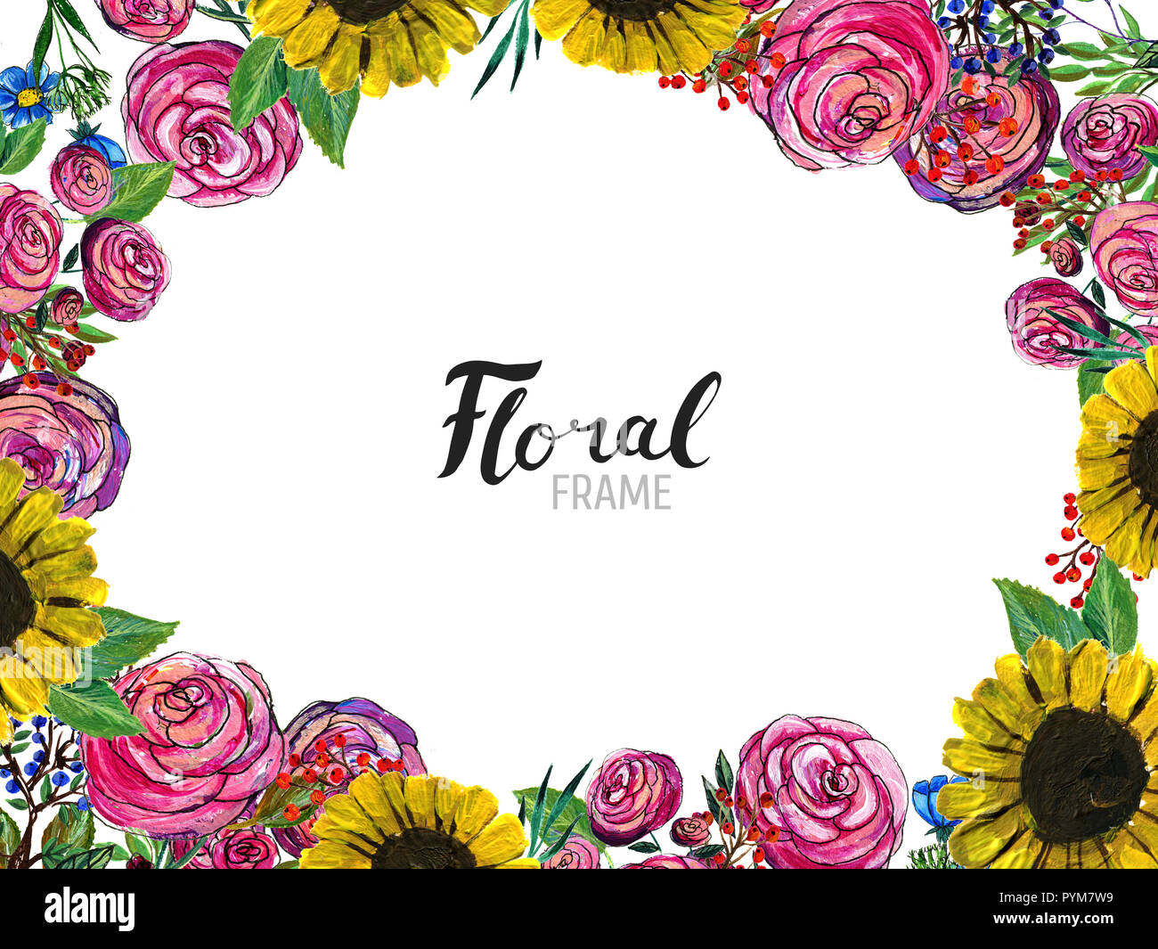 Hand drawn Flower Border Stock Photo - Alamy