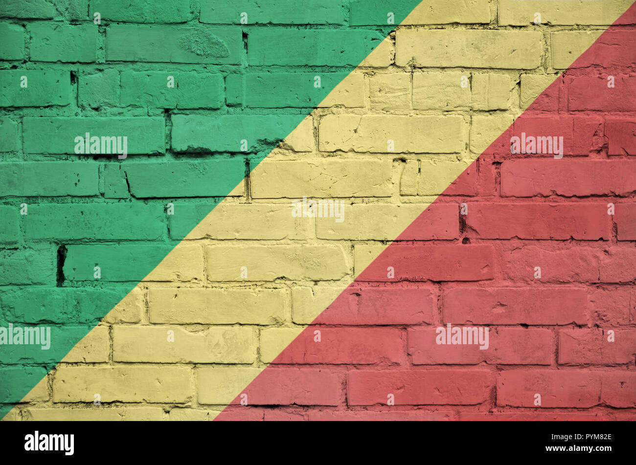 Congo flag is painted onto an old brick wall Stock Photo - Alamy