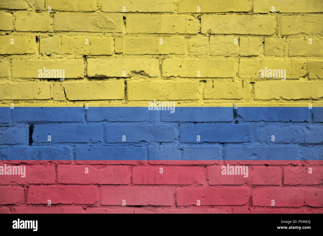 Colombia flag is painted onto an old brick wall Stock Photo - Alamy