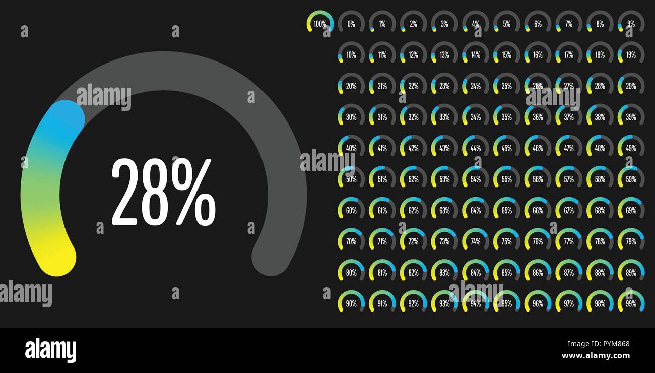 Set of circular sector percentage diagrams from 0 to 100 ready-to-use ...
