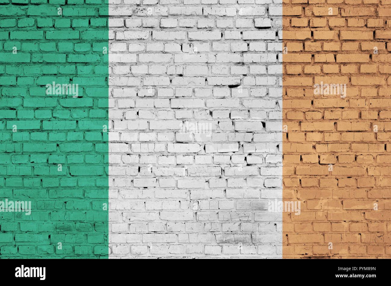 Ireland flag is painted onto an old brick wall Stock Photo - Alamy