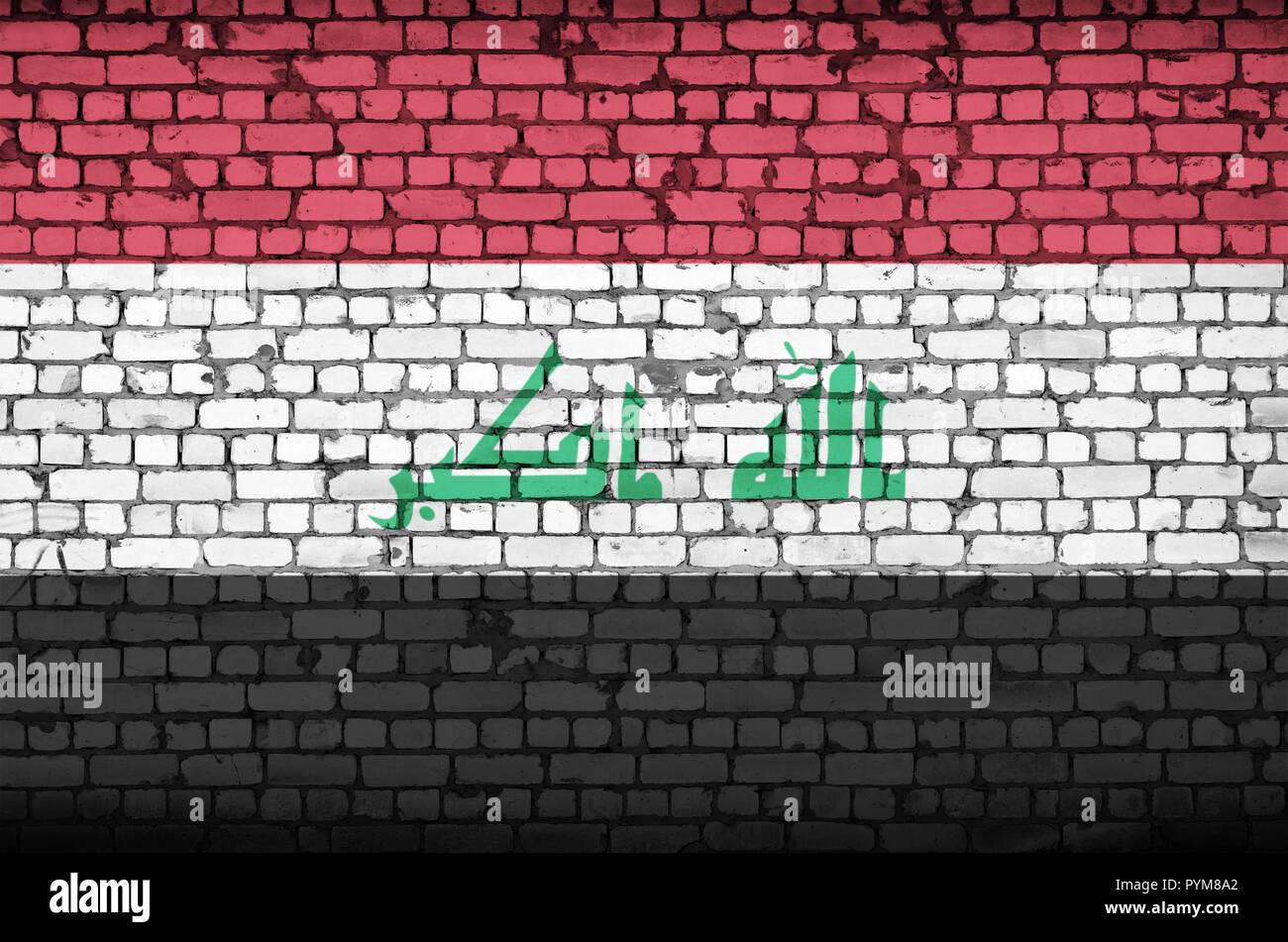 Iraq flag is painted onto an old brick wall Stock Photo - Alamy
