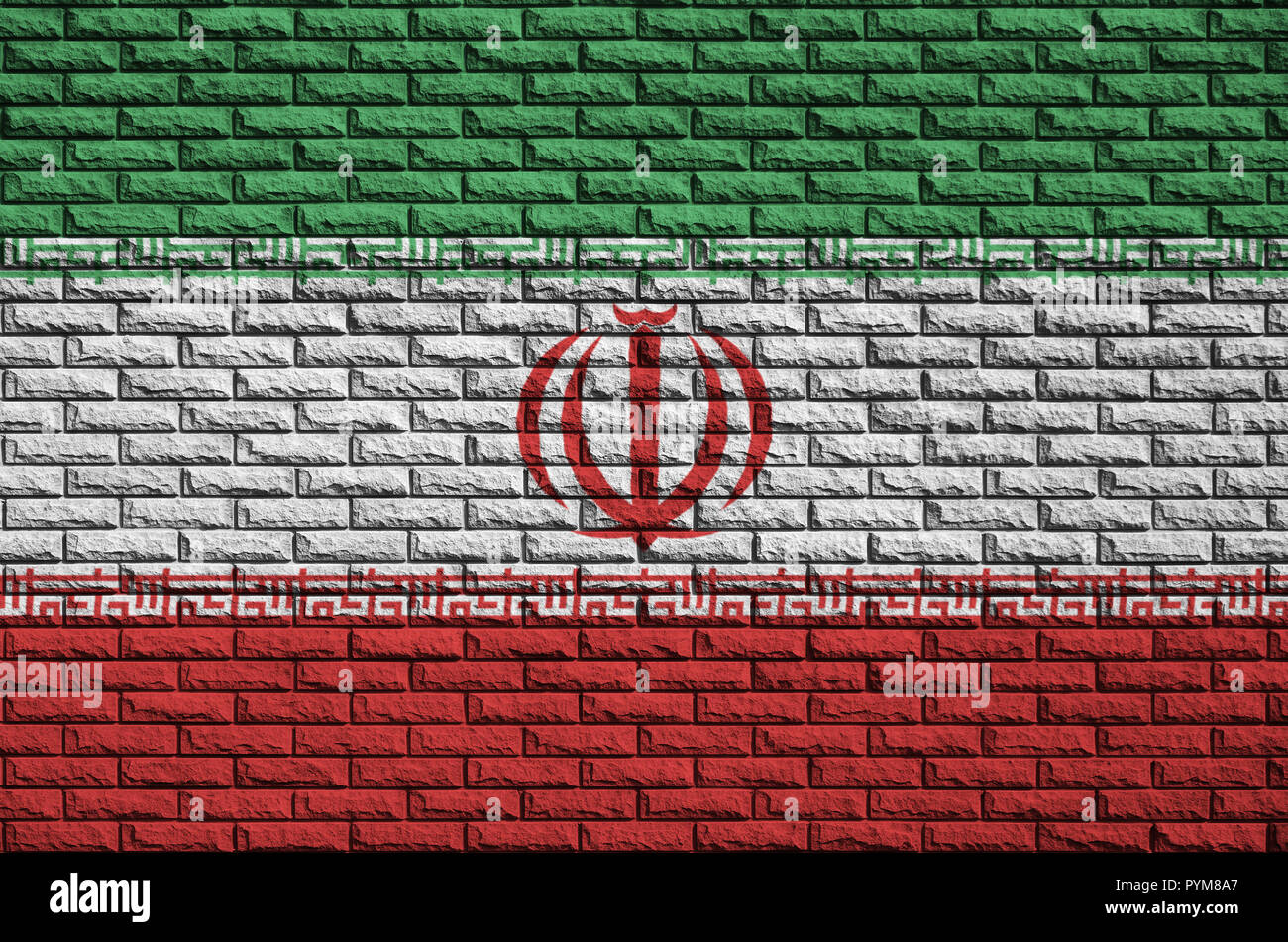 Iran flag is painted onto an old brick wall Stock Photo - Alamy