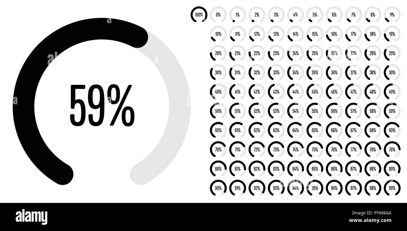 Set of circular sector percentage diagrams from 0 to 100 ready-to-use ...