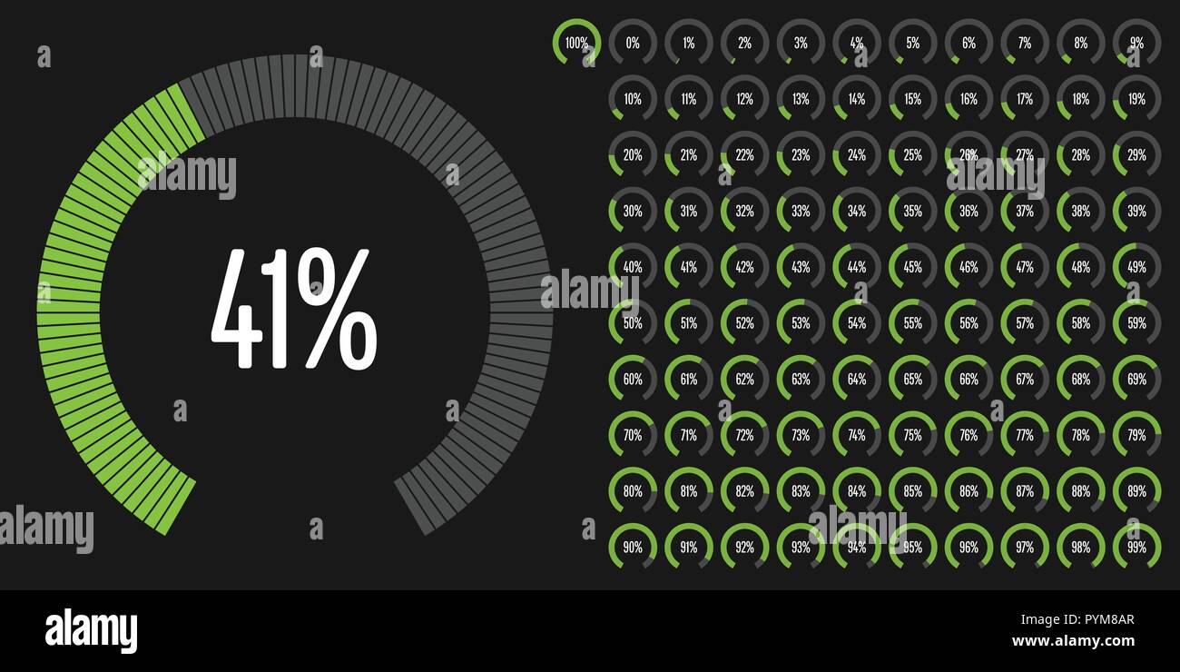 Set of circular sector percentage diagrams from 0 to 100 ready-to-use ...