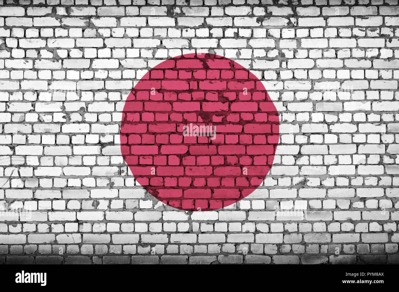 Japan flag is painted onto an old brick wall Stock Photo - Alamy