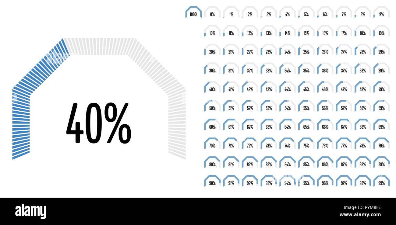 Set of circular sector percentage diagrams from 0 to 100 ready-to-use ...