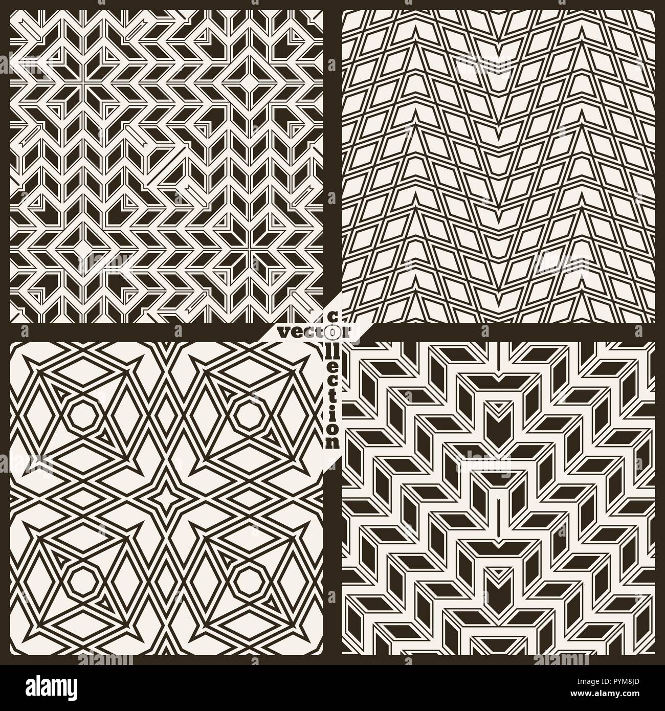 Set of seamless pattern. Stylish geometric textures. Repeating ...