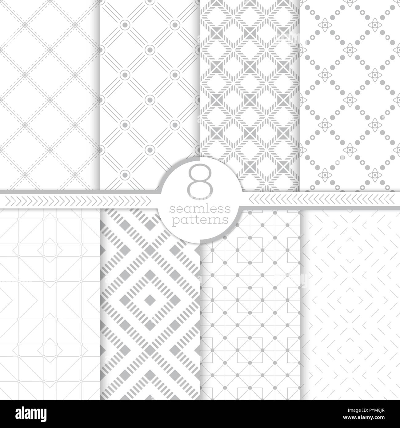Eight different patterns Black and White Stock Photos & Images - Alamy