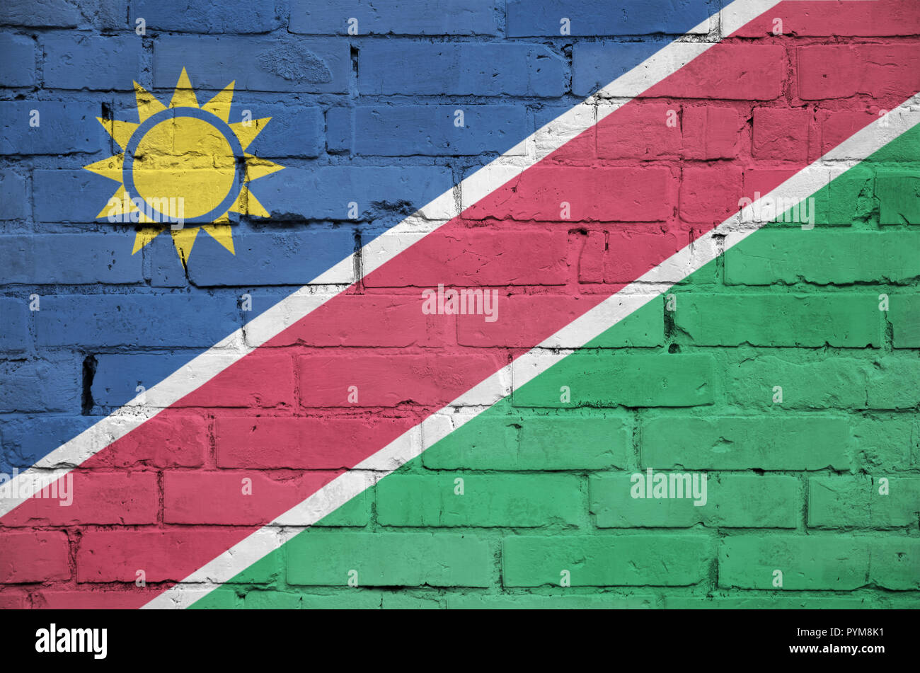 Namibia flag is painted onto an old brick wall Stock Photo - Alamy