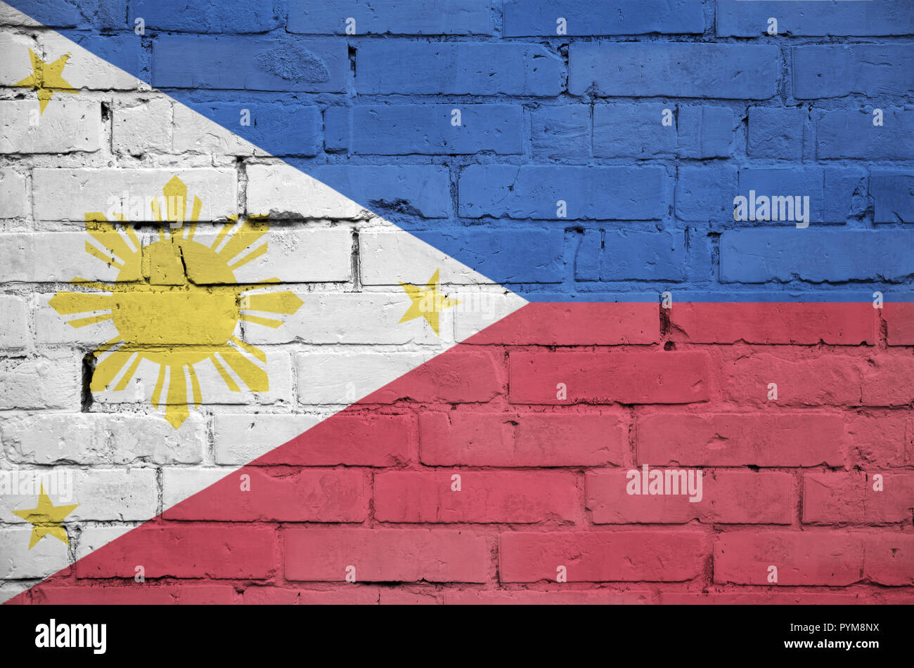 Philippines flag is painted onto an old brick wall Stock Photo - Alamy