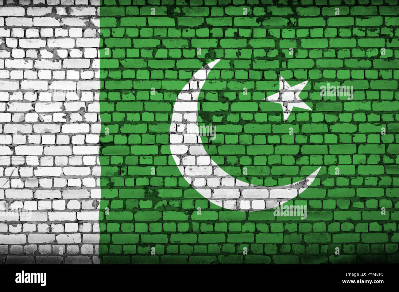 Pakistan flag is painted onto an old brick wall Stock Photo - Alamy