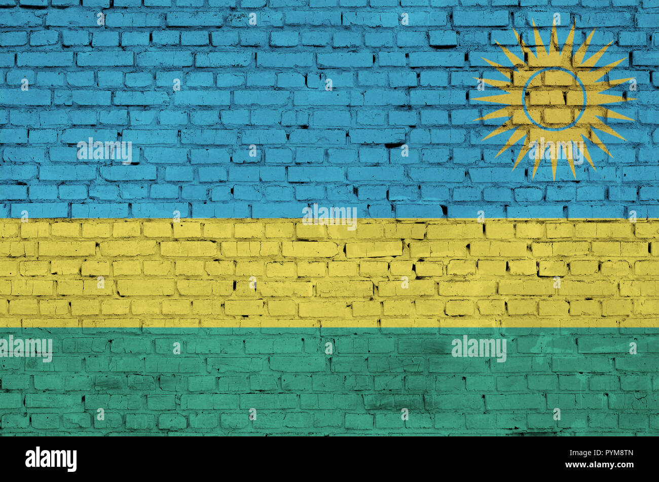 Rwanda flag is painted onto an old brick wall Stock Photo - Alamy