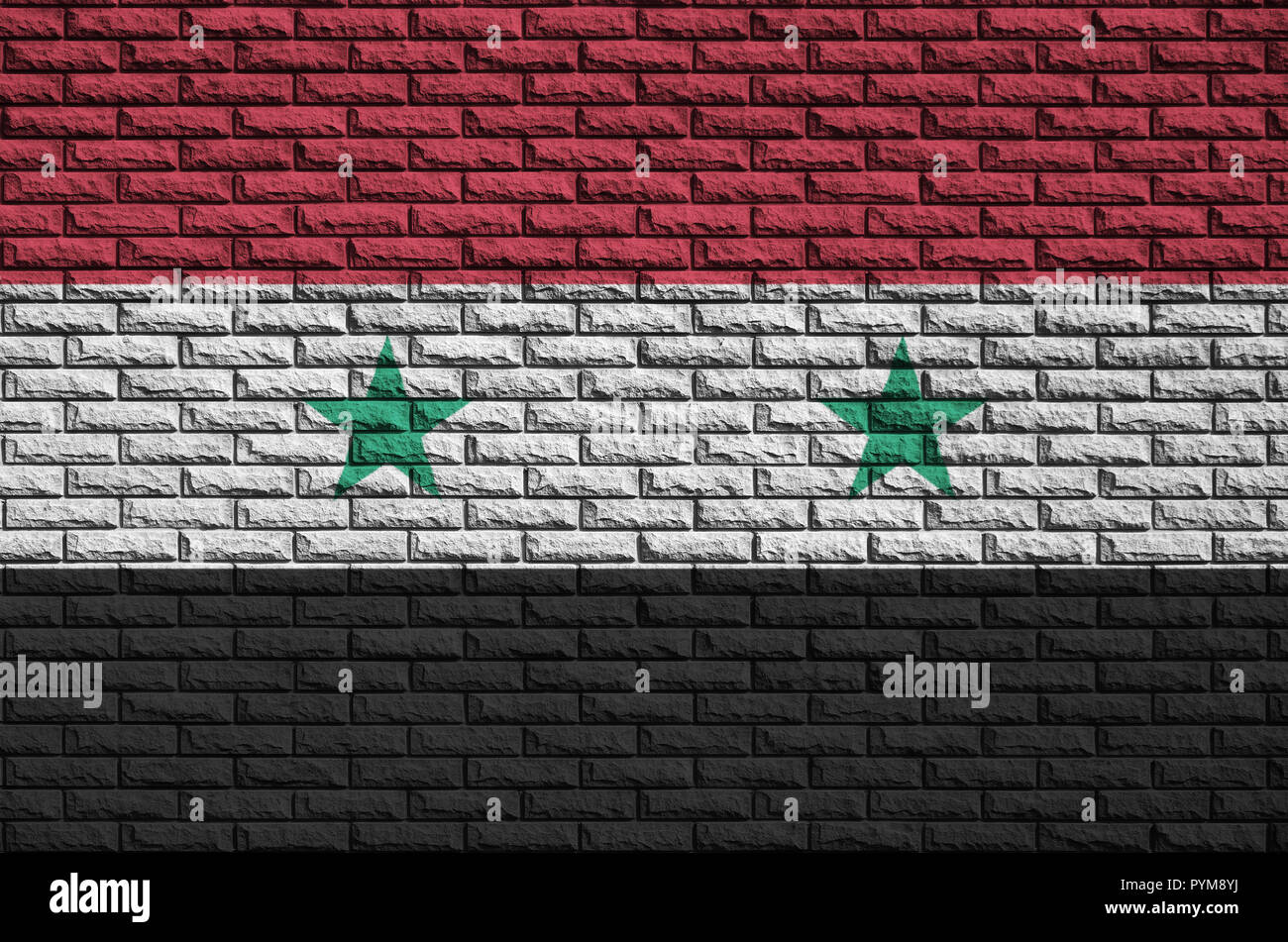 Syria flag is painted onto an old brick wall Stock Photo - Alamy