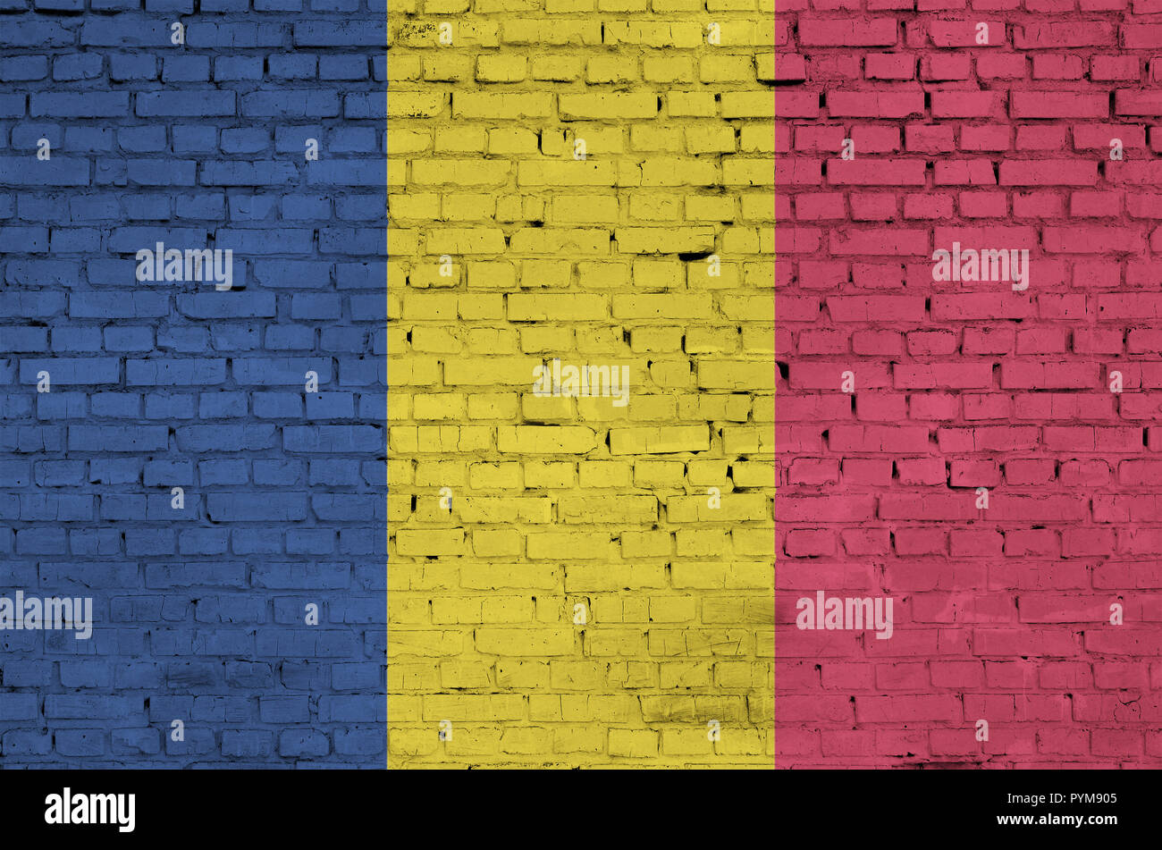 Chad flag is painted onto an old brick wall Stock Photo - Alamy