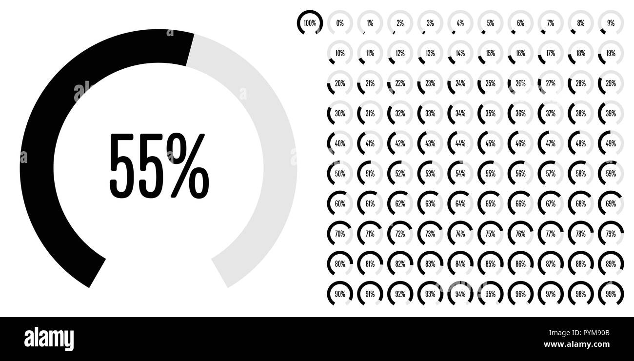 Set of circular sector percentage diagrams from 0 to 100 ready-to-use ...